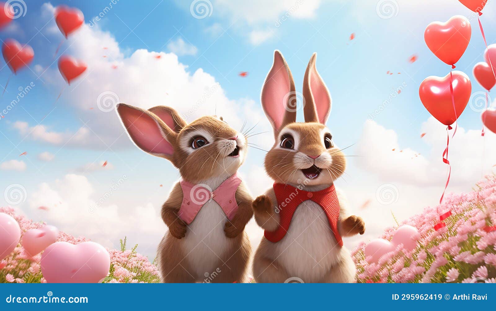 Two Tiny Bunnies Expressing Their Affection Love Concept Stock ...