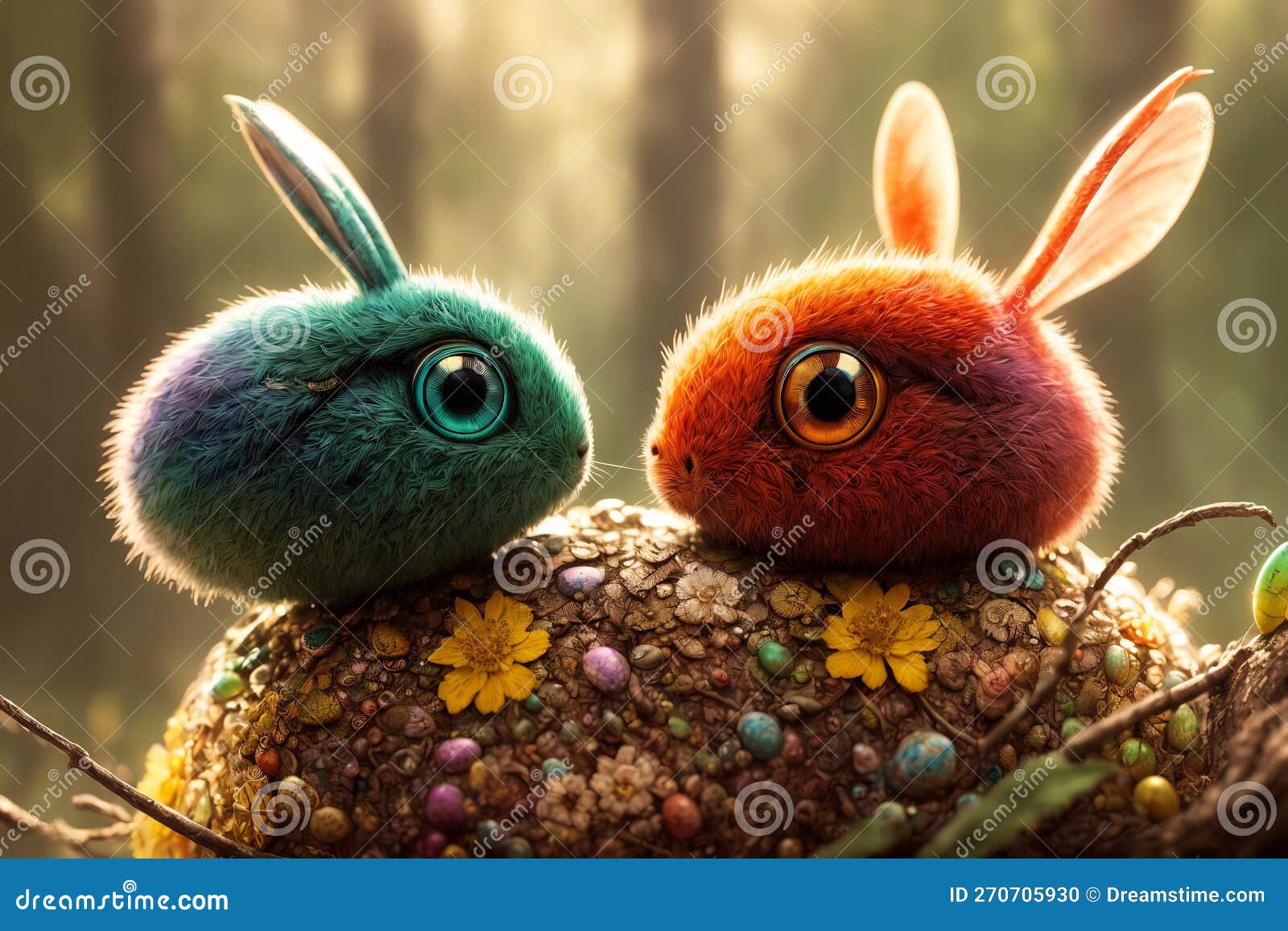 Two Tiny Cute Fluffy Creatures that Look Like Strange-looking Easter ...