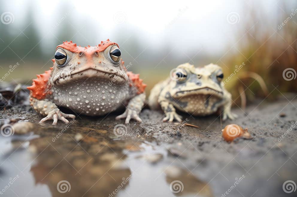 Two toads on a muddy bank stock image. Image of wildlife - 301610859