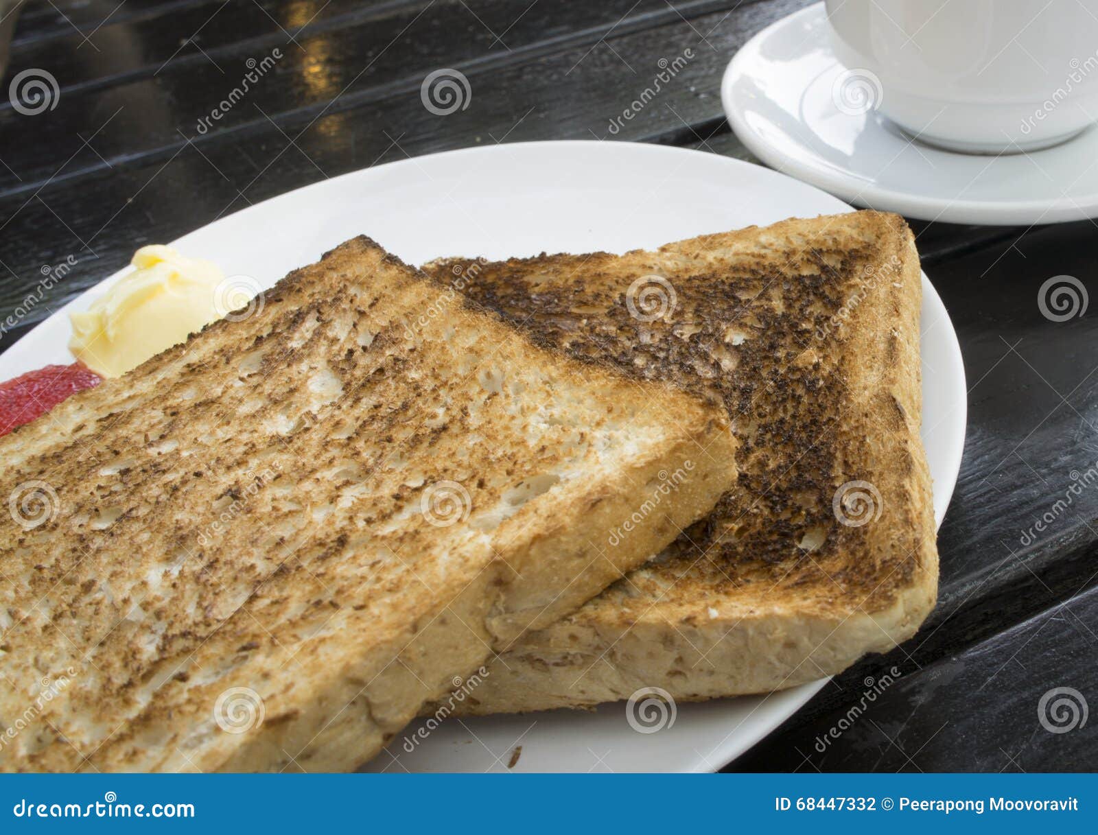 Two toast for breakfast stock photo. Image of texture - 68447332