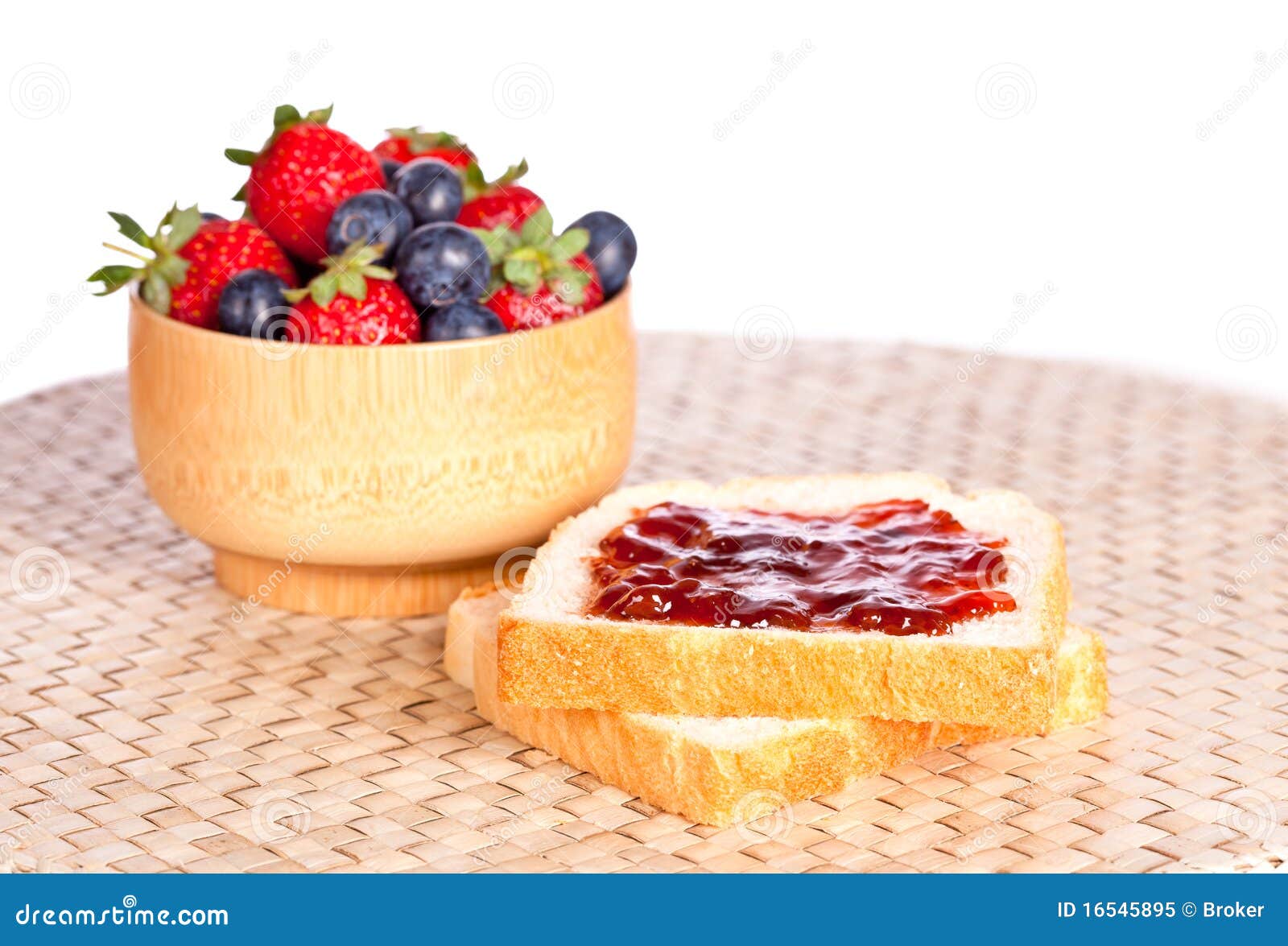 Two Toast with Jam, Blueberries and Strawberries Stock Image - Image of ...