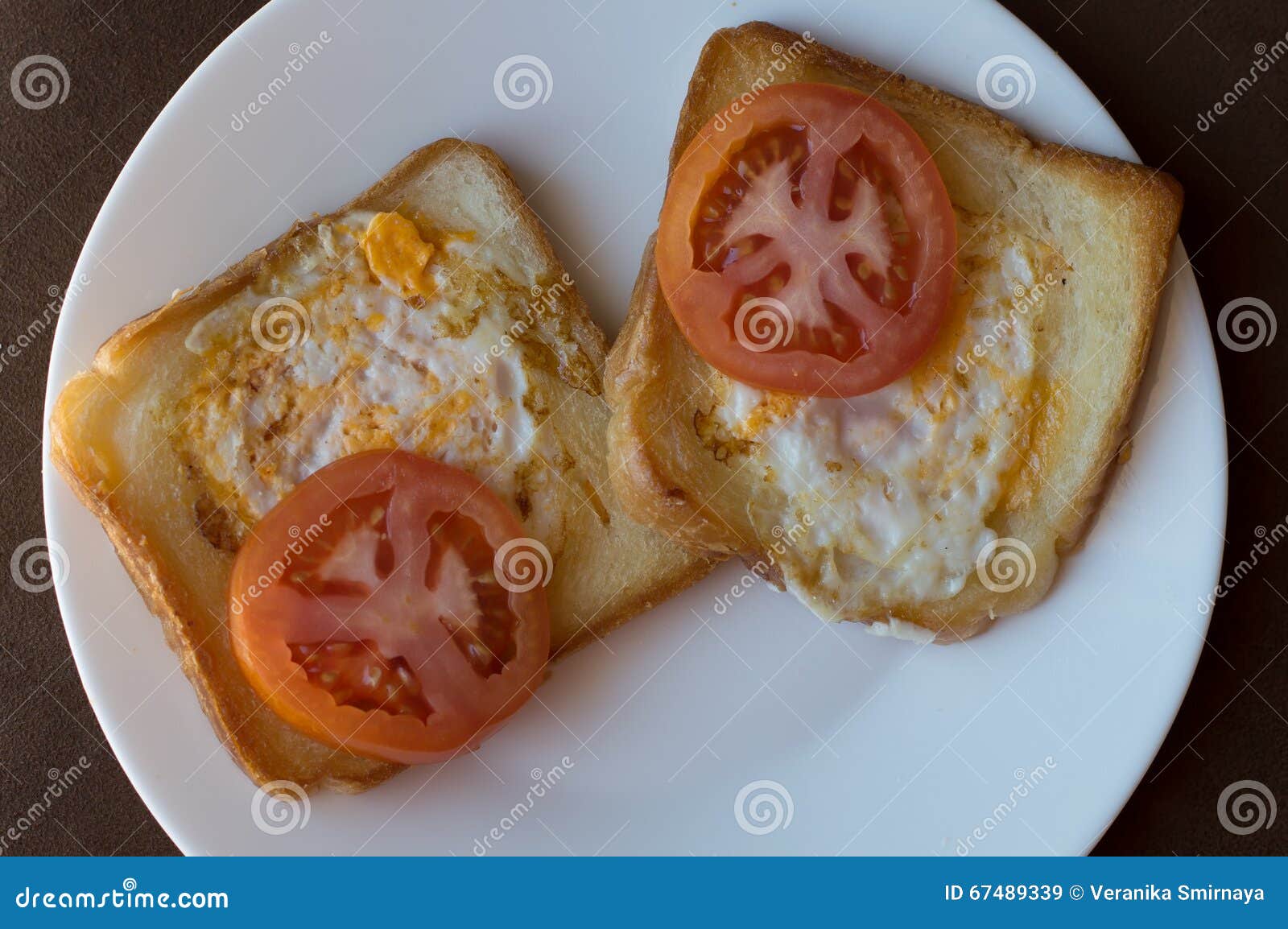 Two Toasts with Eggs and Tomato Stock Image - Image of tomato, menu ...