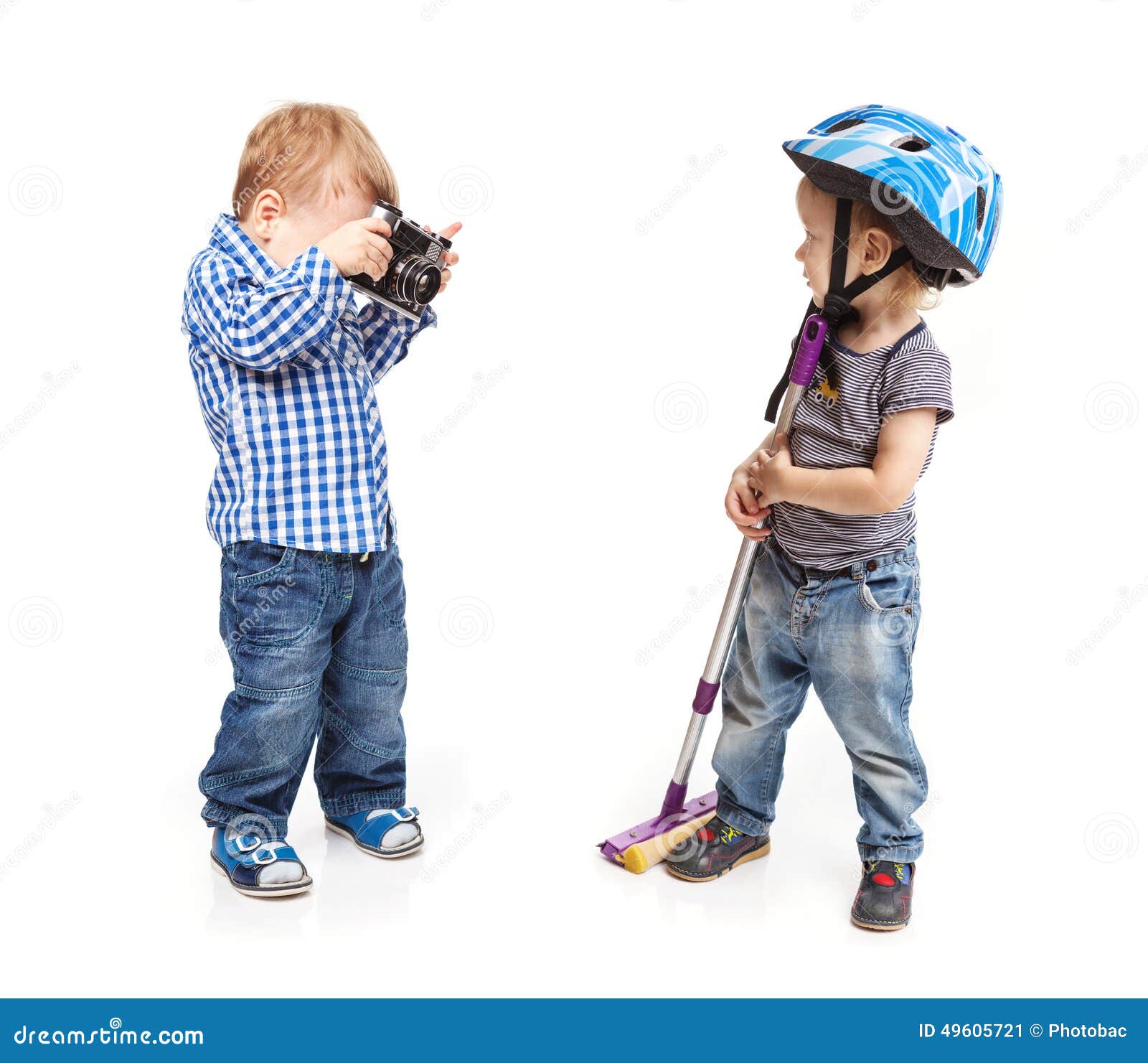Two Toddler Boys Playing with a Camera Stock Image - Image of shot ...