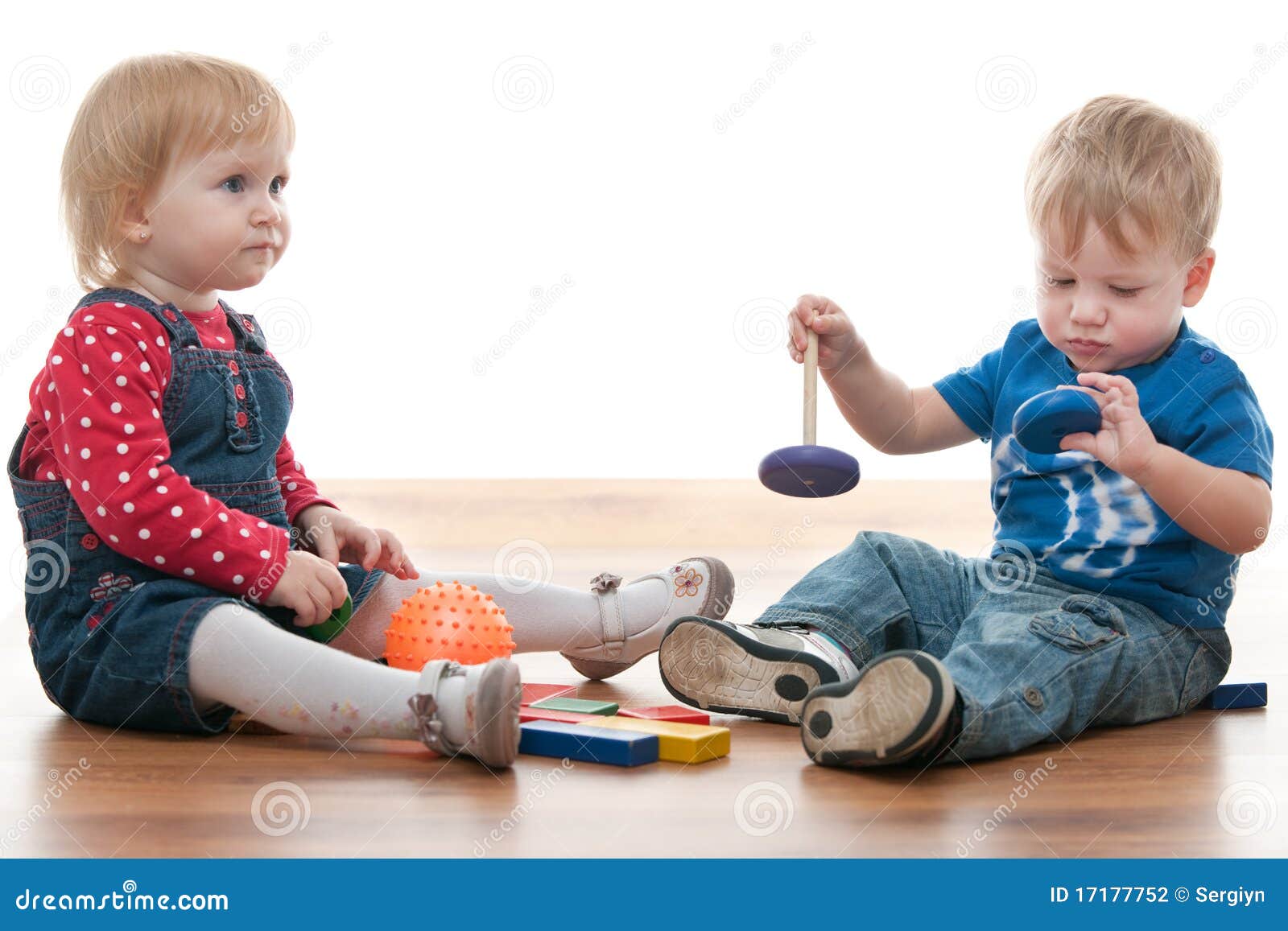 Two Toddlers are Playing with Blocks Stock Photo - Image of ...