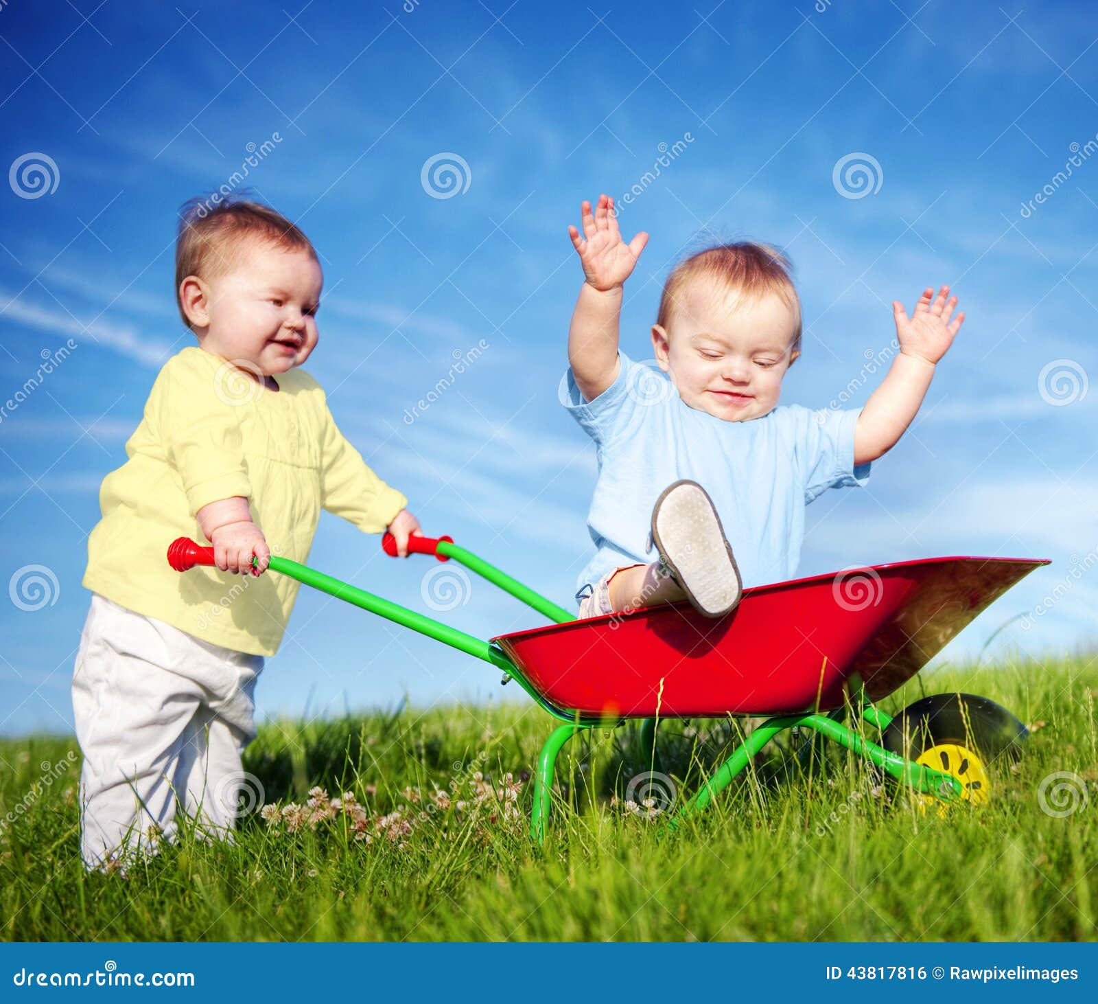 Two Toddlers Playing Together Outdoors Stock Photo - Image of happiness ...