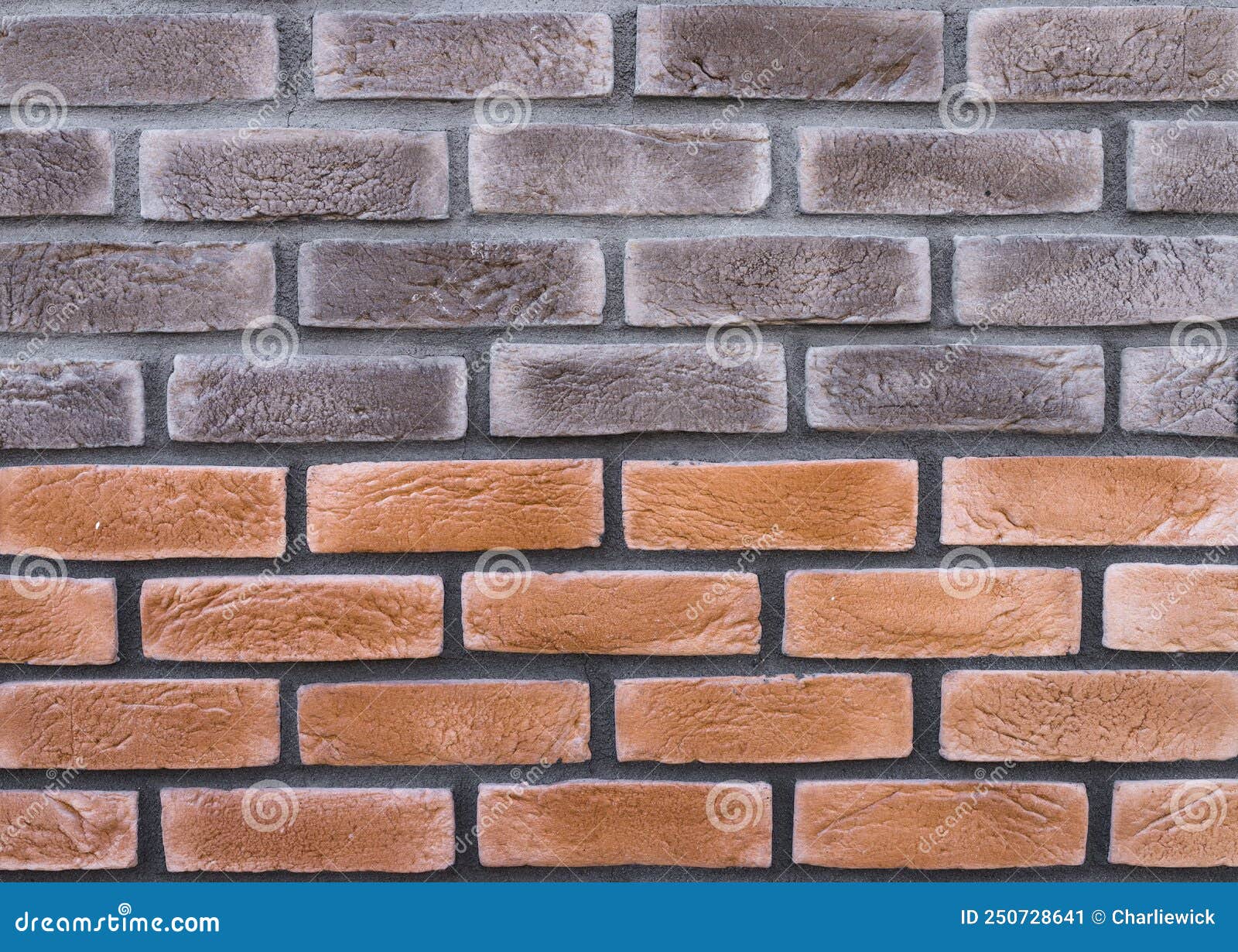 Two-tone Brick Wall. Orange and Gray. Stock Image - Image of brick ...