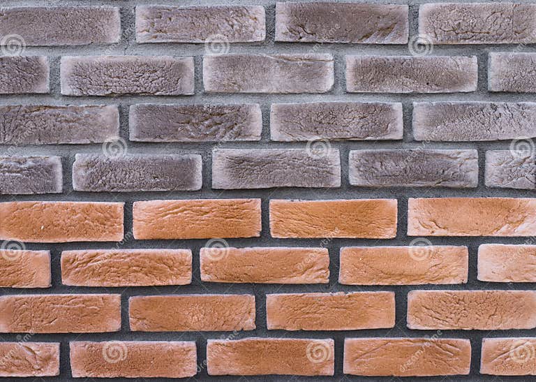 Two-tone Brick Wall. Orange and Gray. Stock Image - Image of brick ...