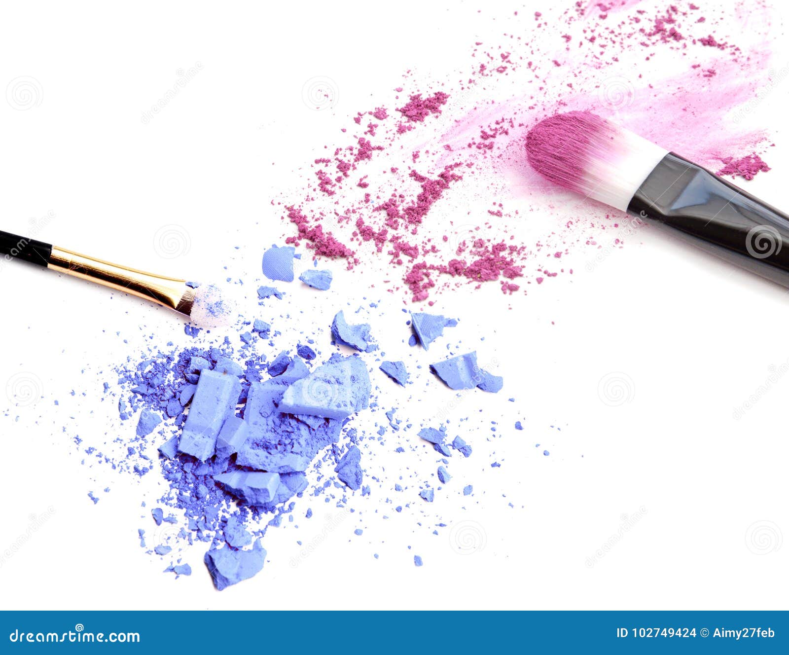 Two Tone Color Cosmetic Powder and Blush. Eye Shadow Stock Photo ...