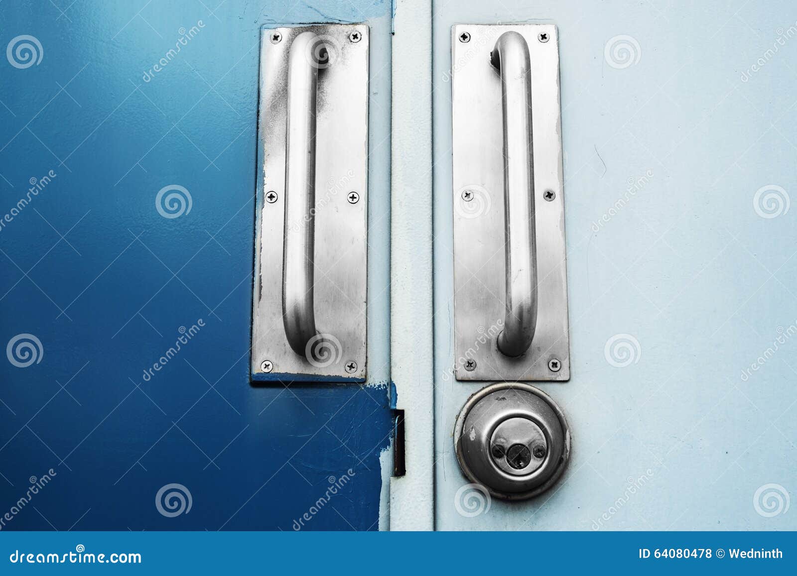 Two Tone Doors Dark Blue and Light Blue with Steel Handle Door Stock ...