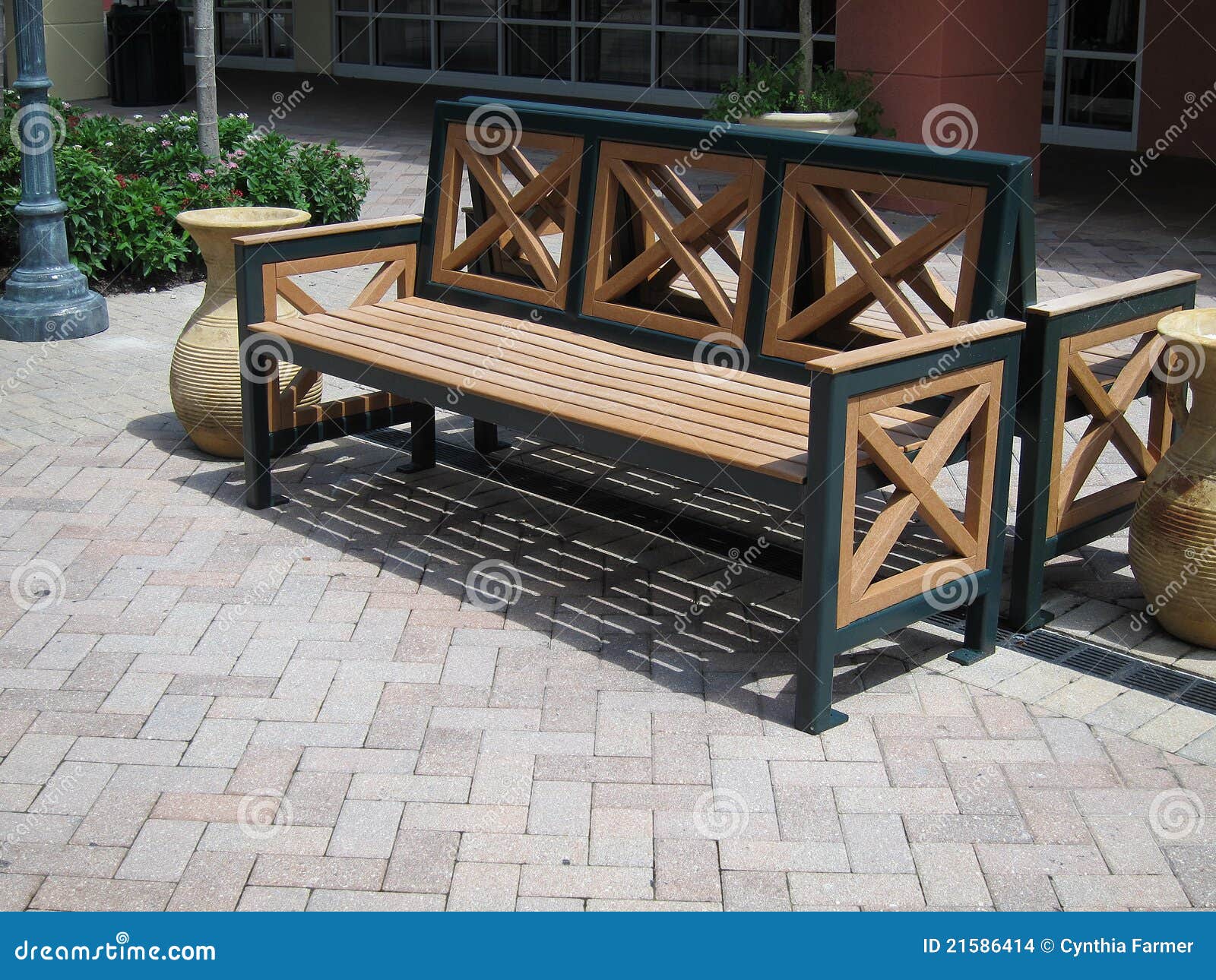 Two Tone Wooden Outdoor Bench Stock Photo - Image of wooden ...