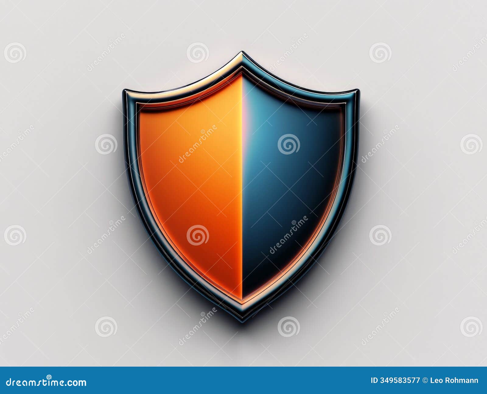 Two Toned Shield with Glossy Blue and Orange Sections in a Split Design ...