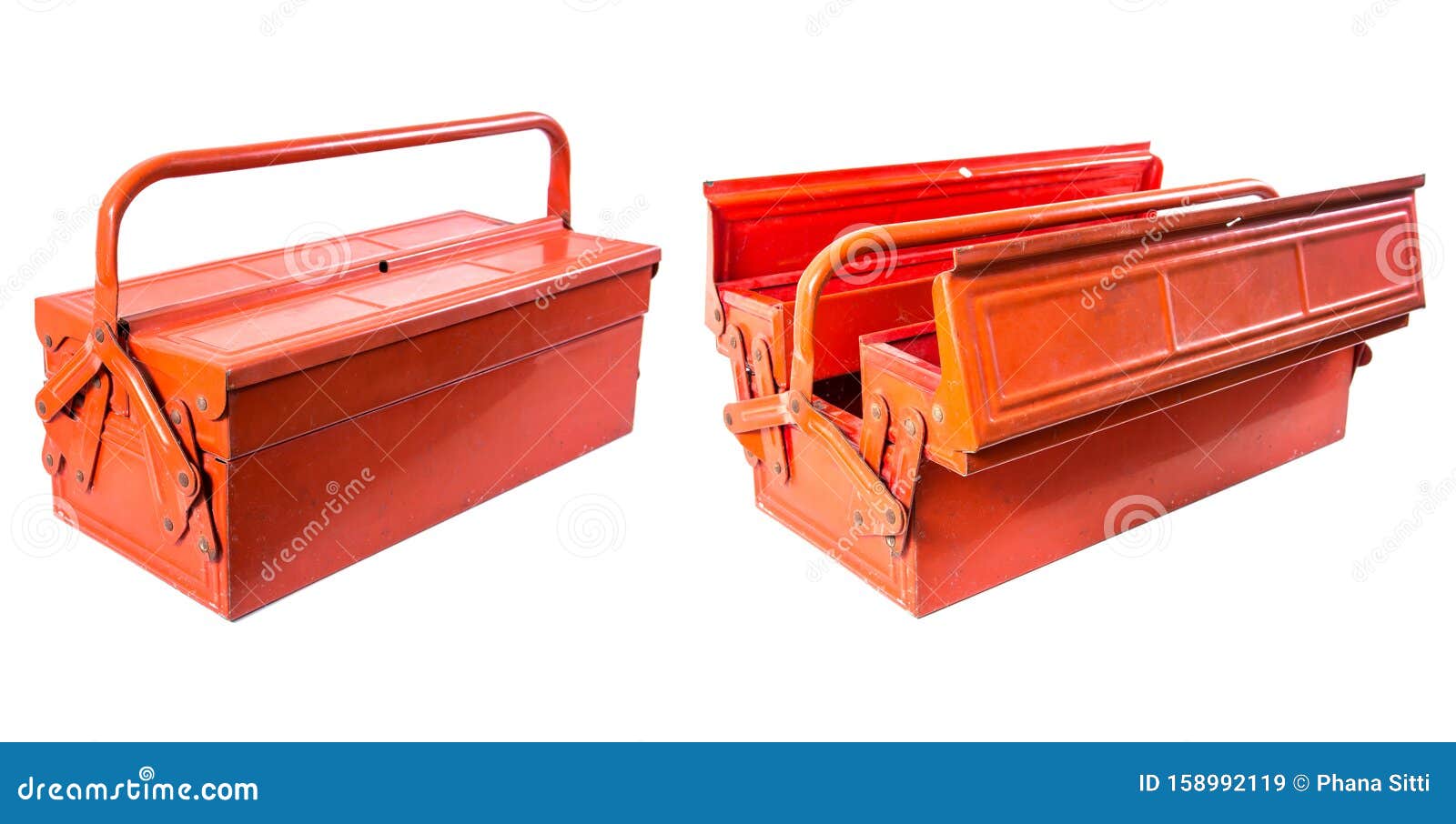 It is Two Tool Box Isolated on White Background. Metal Toolbox Isolated ...