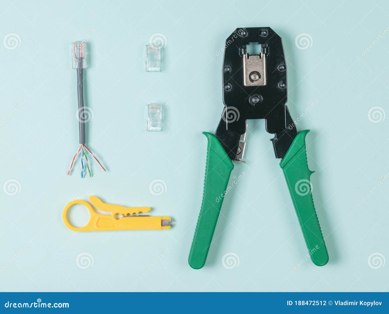 Two Tools To Connect the Rj 45 Connectors To the Utp Cable. Stock Photo ...