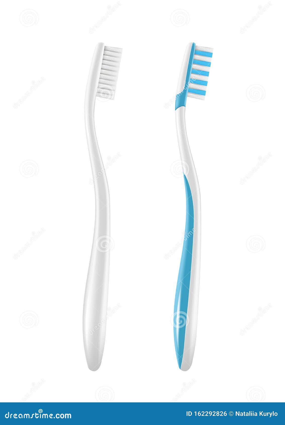 Two Toothbrushes on a White Background, White and Blue Brushes Stock ...