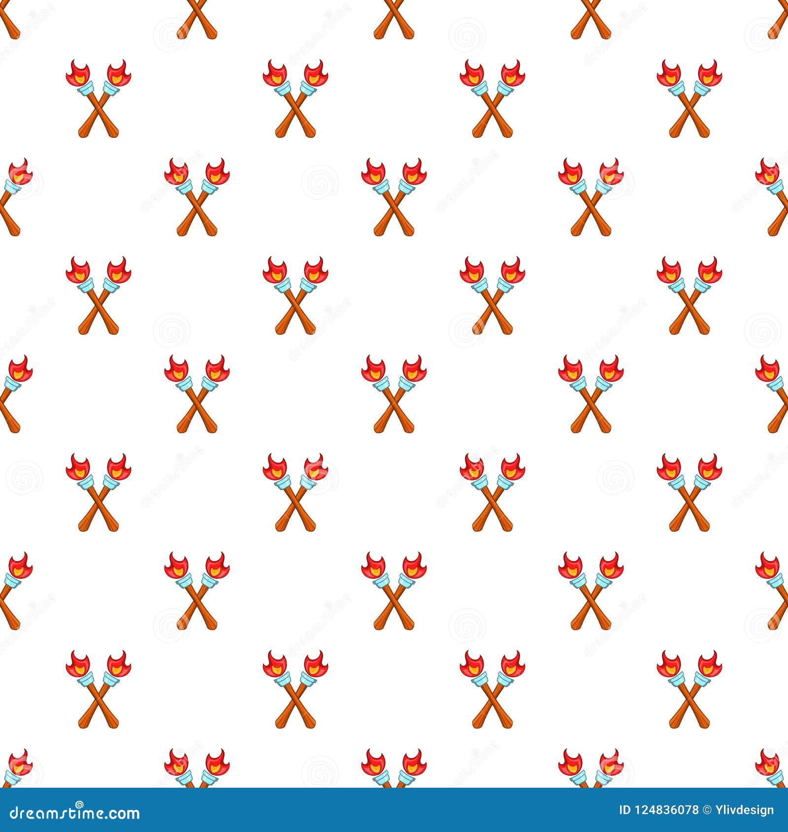 Two Torches Pattern, Cartoon Style Stock Illustration - Illustration of ...