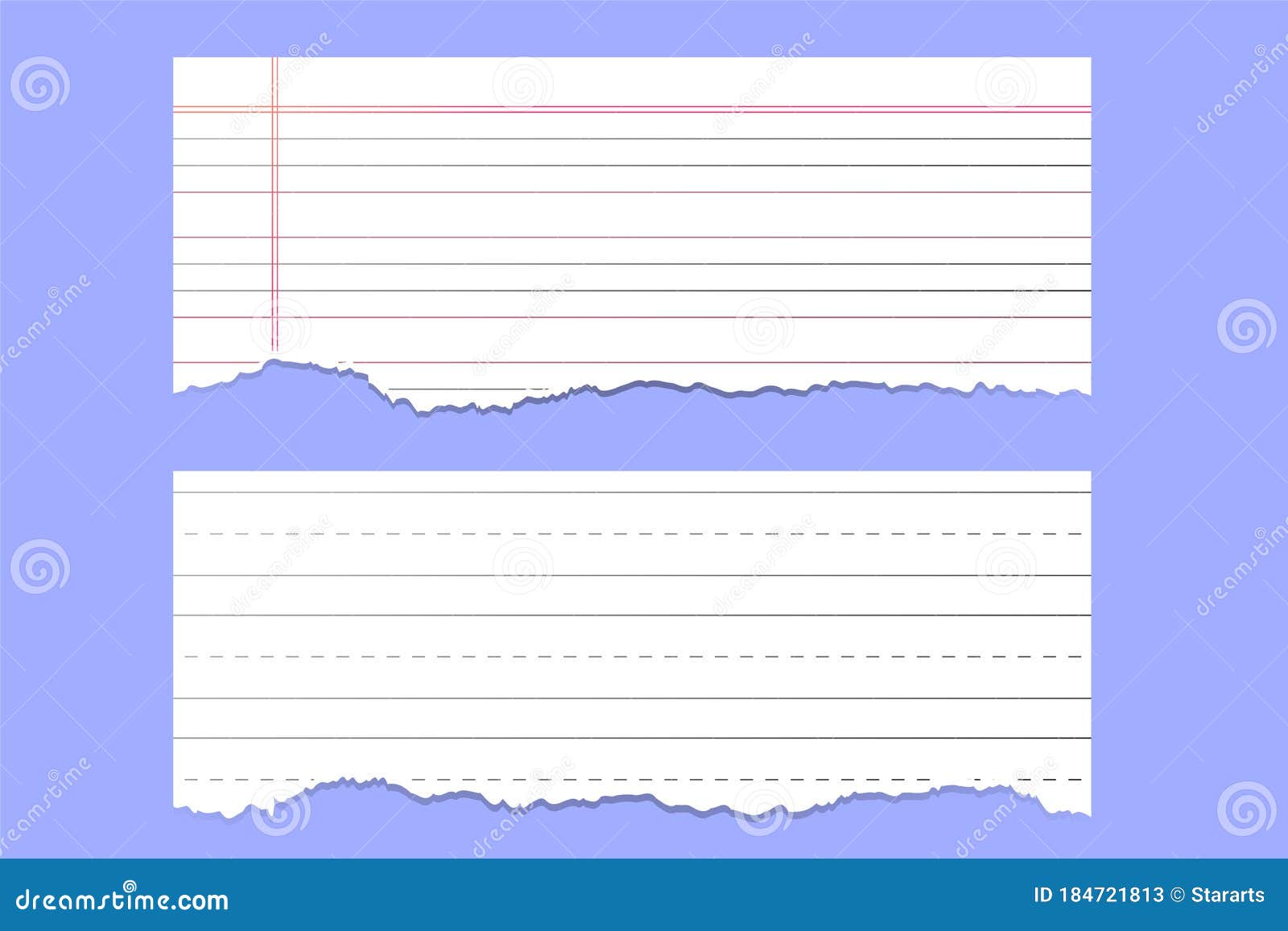 Two Torn Pages of School Notebook Paper Sheets Stock Vector ...
