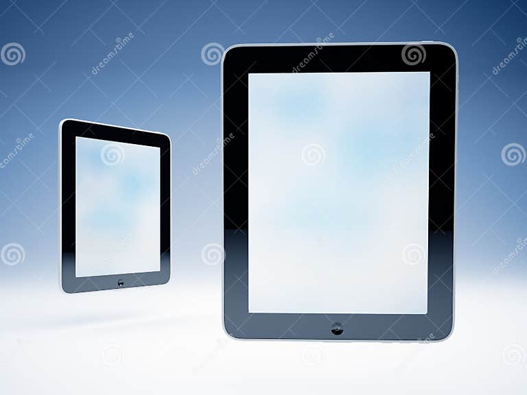 Two touchscreen tablets stock illustration. Illustration of mobility ...