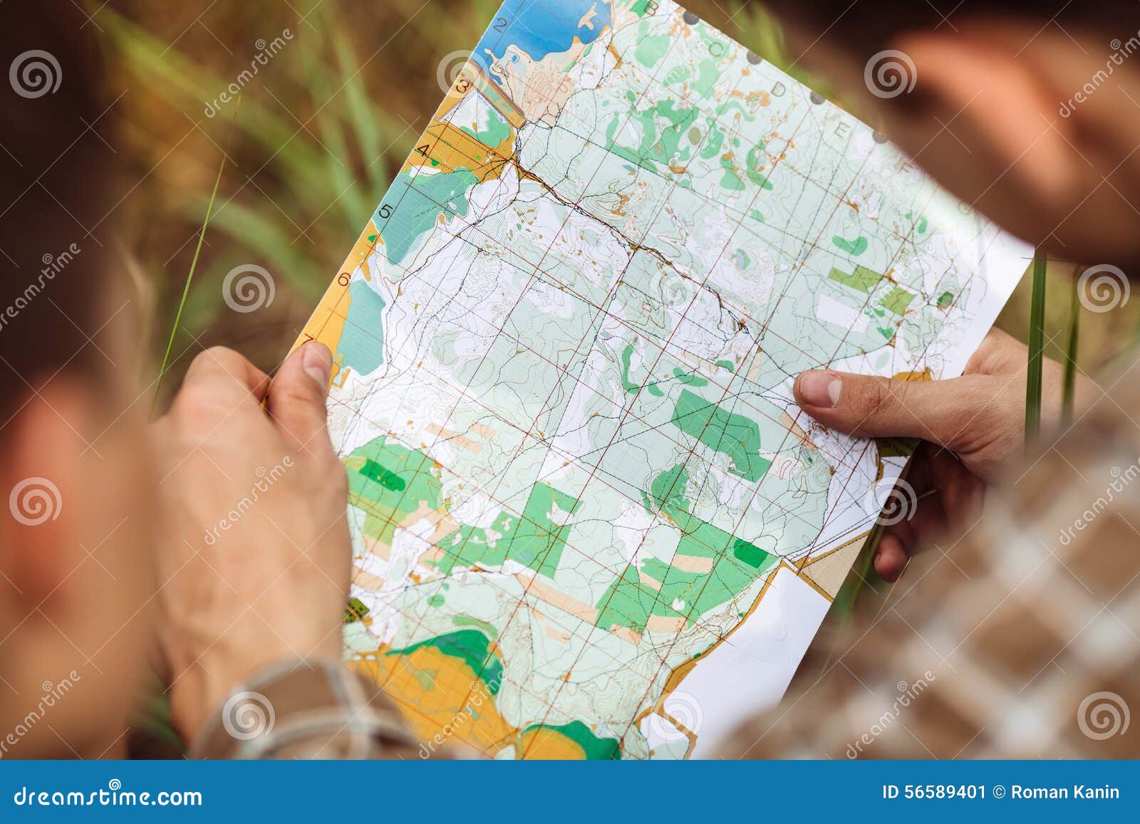 Two Tourist Determine the Route Map and Navigator Stock Image - Image ...