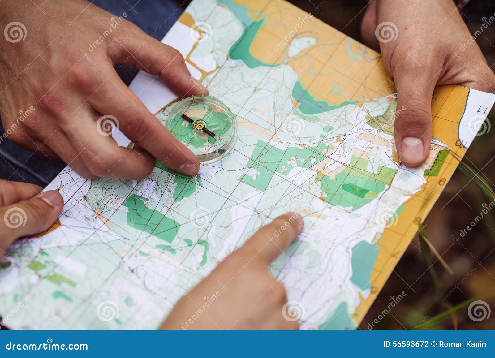 Two Tourist Determine the Route Map and Navigator Stock Photo - Image ...