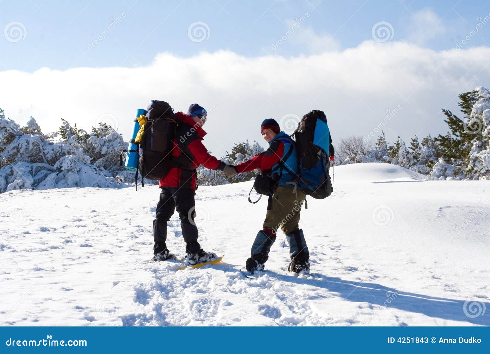 Two tourists stock image. Image of climbing, natural, winter - 4251843