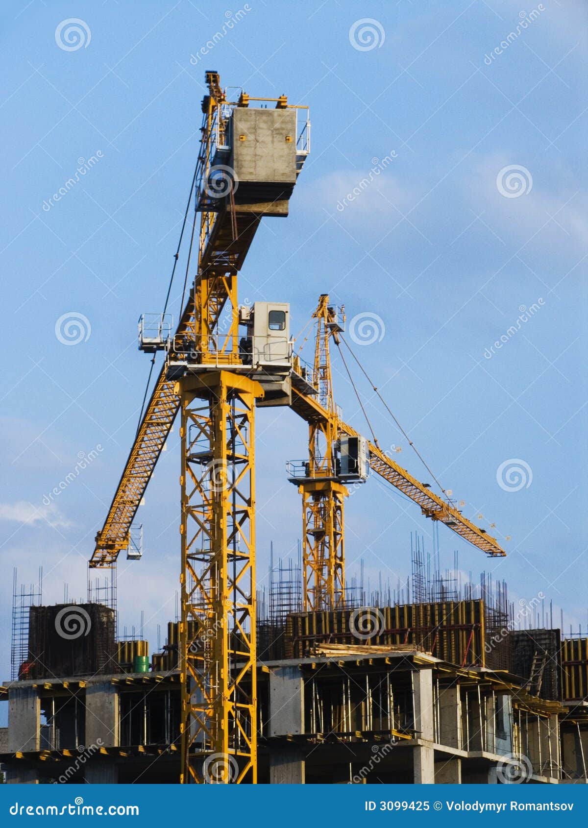 Two tower cranes stock image. Image of house, urban, site - 3099425
