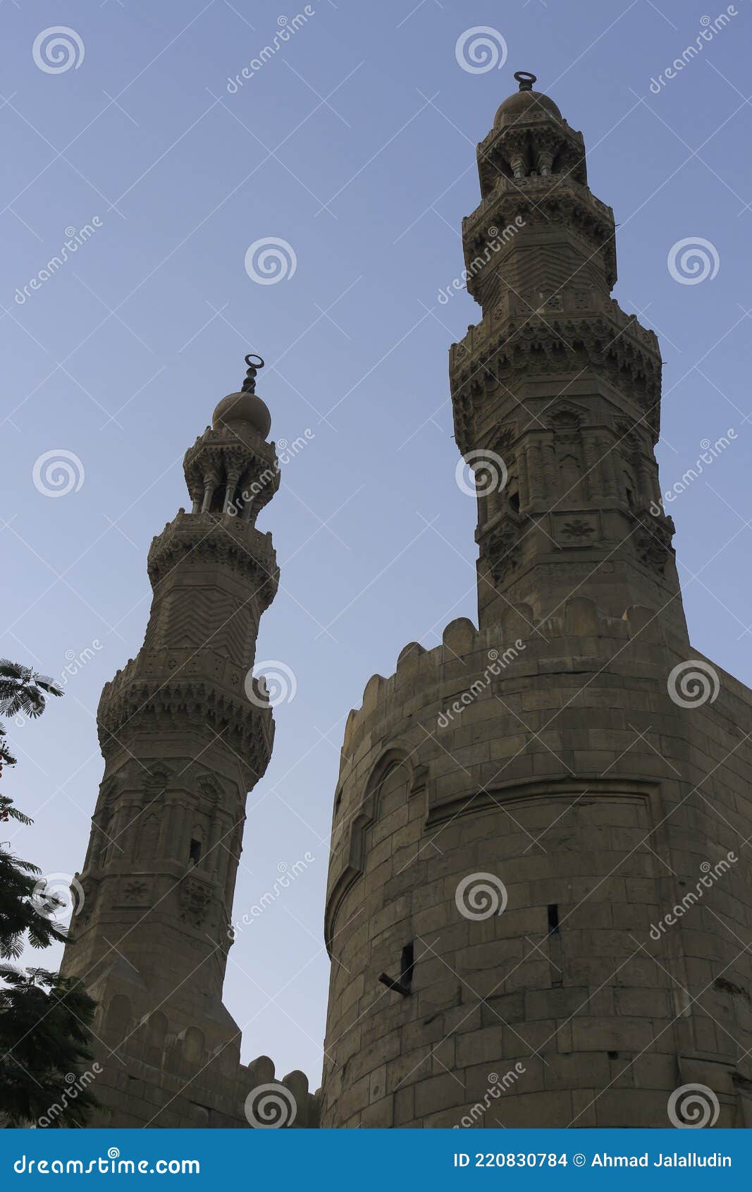 Two Tower mosque in Egypt stock photo. Image of chapter - 220830784