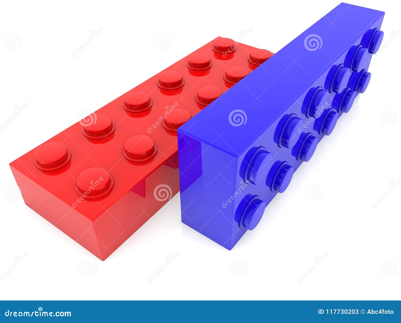 Two Toy Bricks in Blue and Red Stock Illustration - Illustration of ...