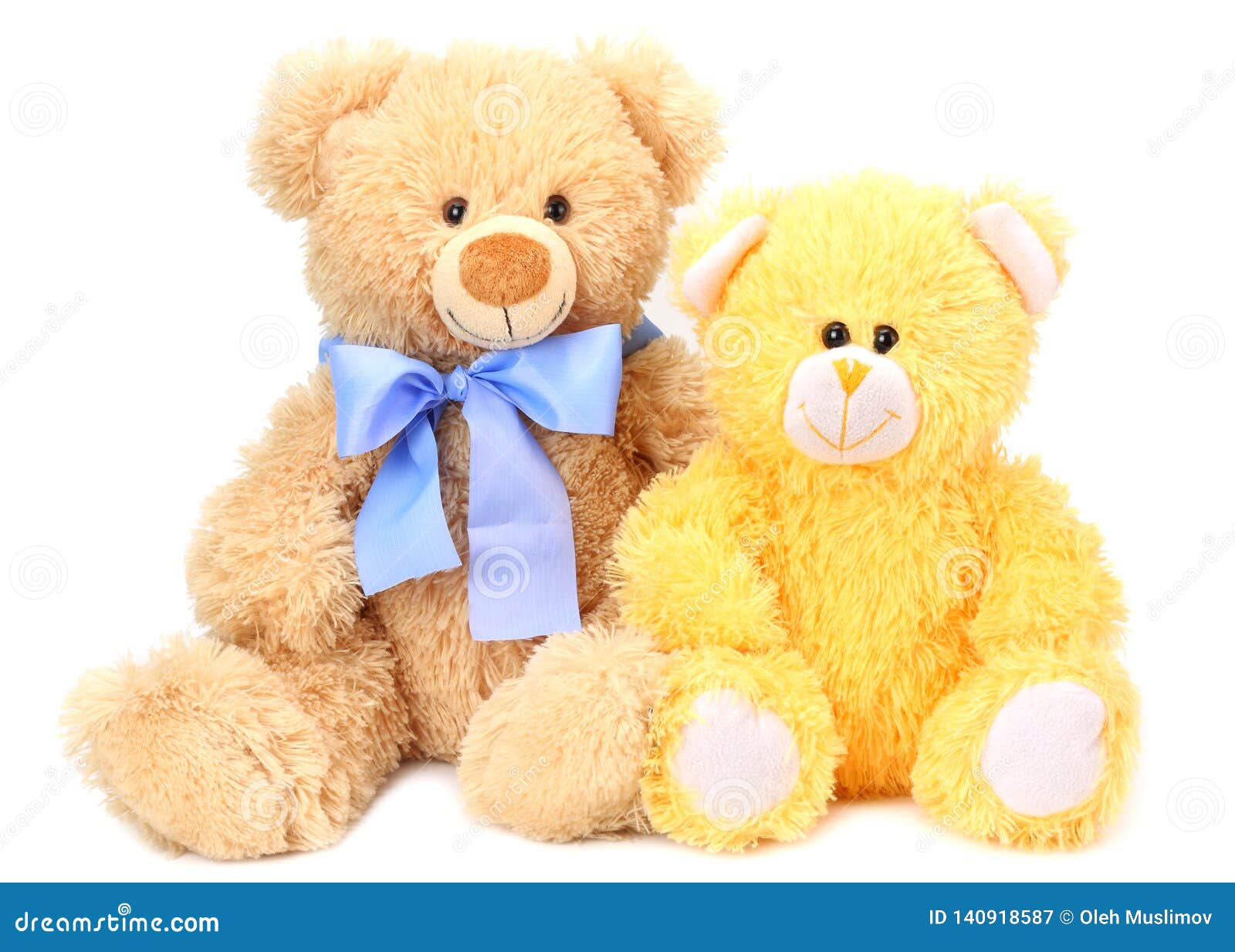 Two Toy Teddy Bears on White Background Stock Image - Image of playful ...