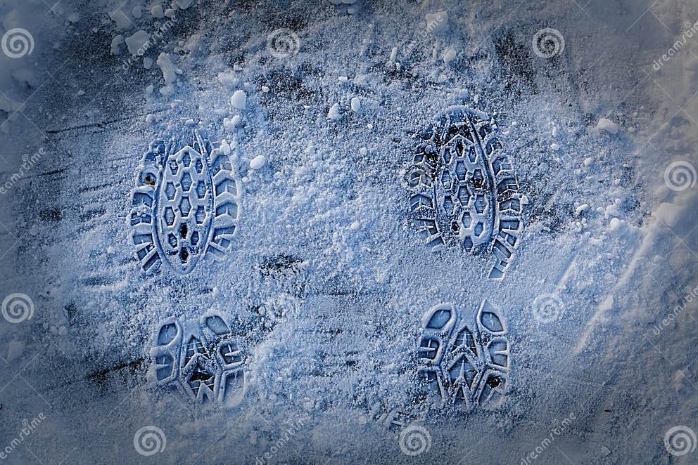 Tracks from Boots in the Snow Stock Image - Image of pattern, cold ...