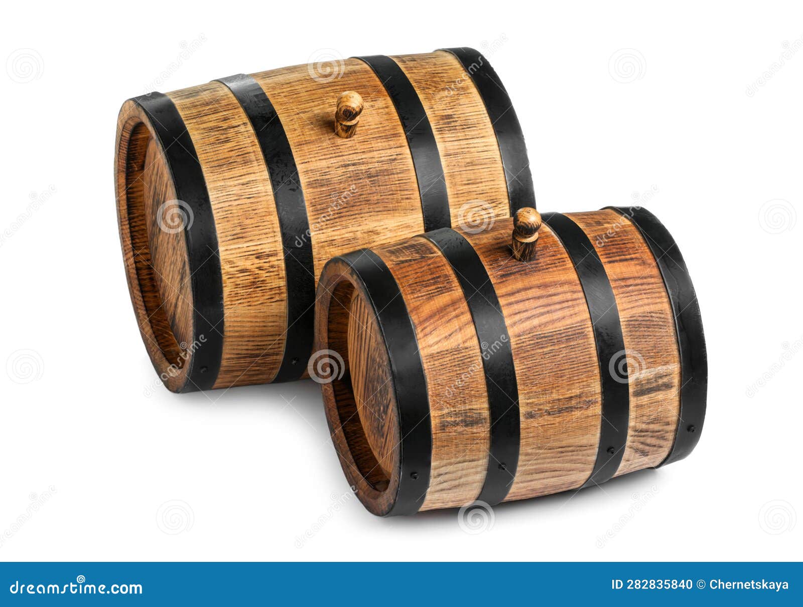 Two Traditional Wooden Barrels Isolated on White Stock Photo - Image of ...