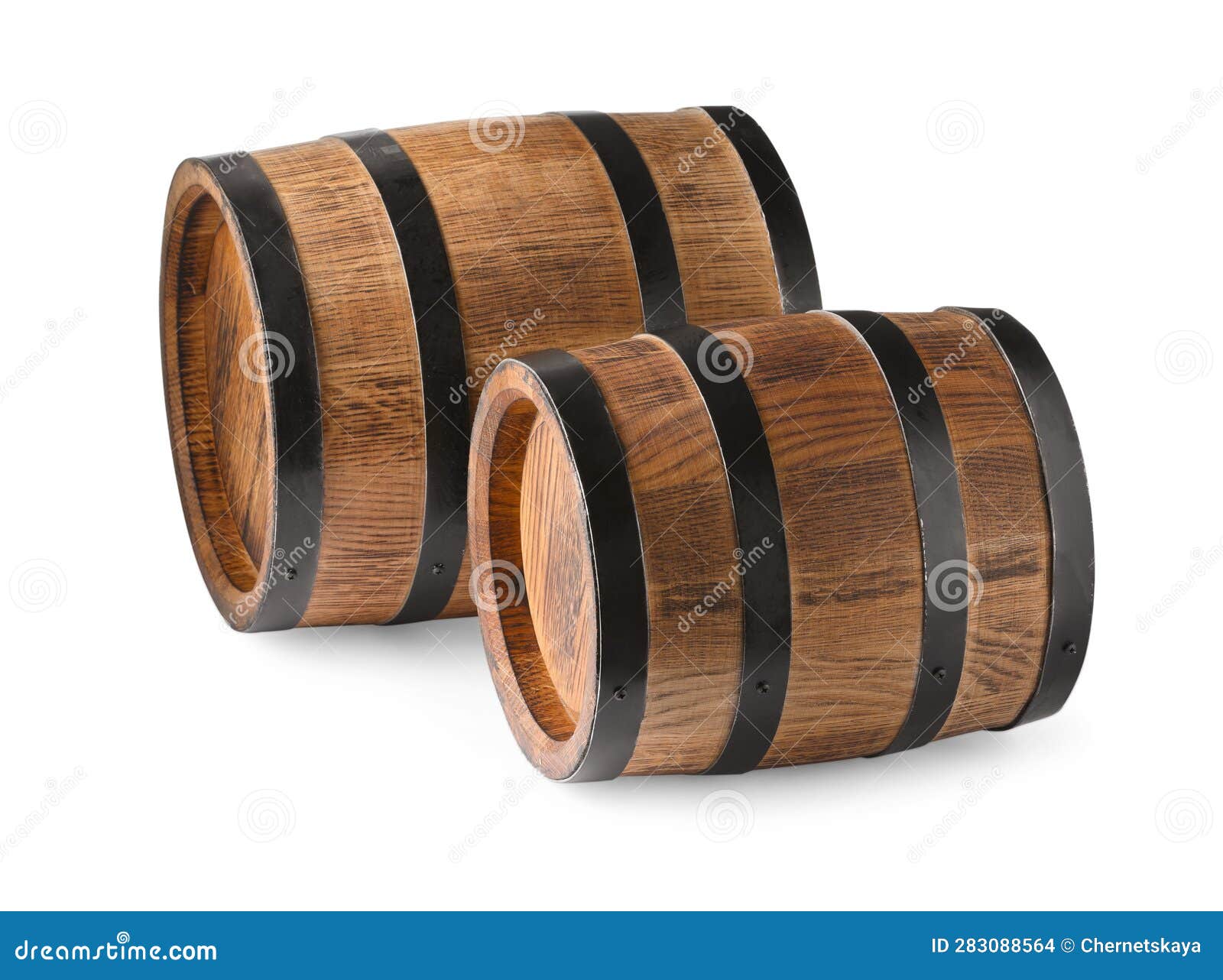 Two Traditional Wooden Barrels Isolated on White Stock Photo - Image of ...