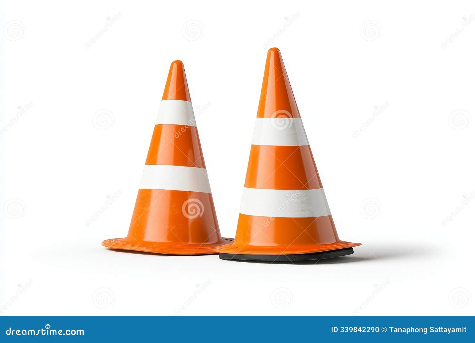 Two Traffic Cones One Larger Than the Other are Isolated on a White ...
