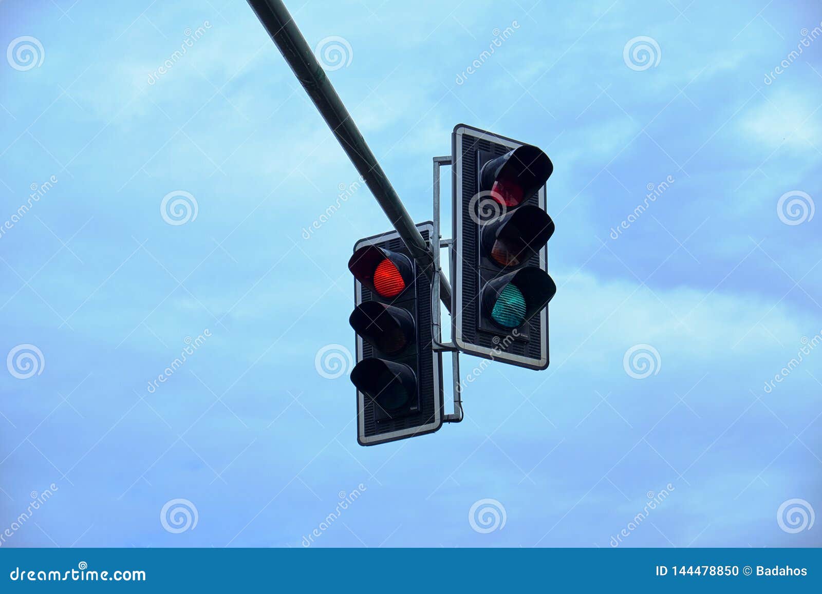 Two traffic lights stock photo. Image of street, stop - 144478850