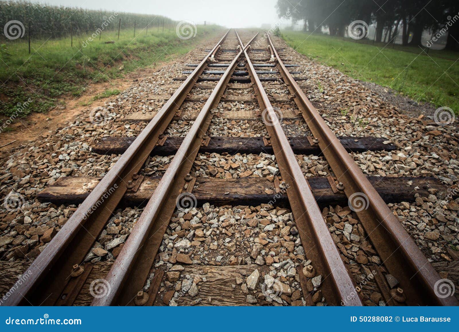 Two Train Tracks In Mountains