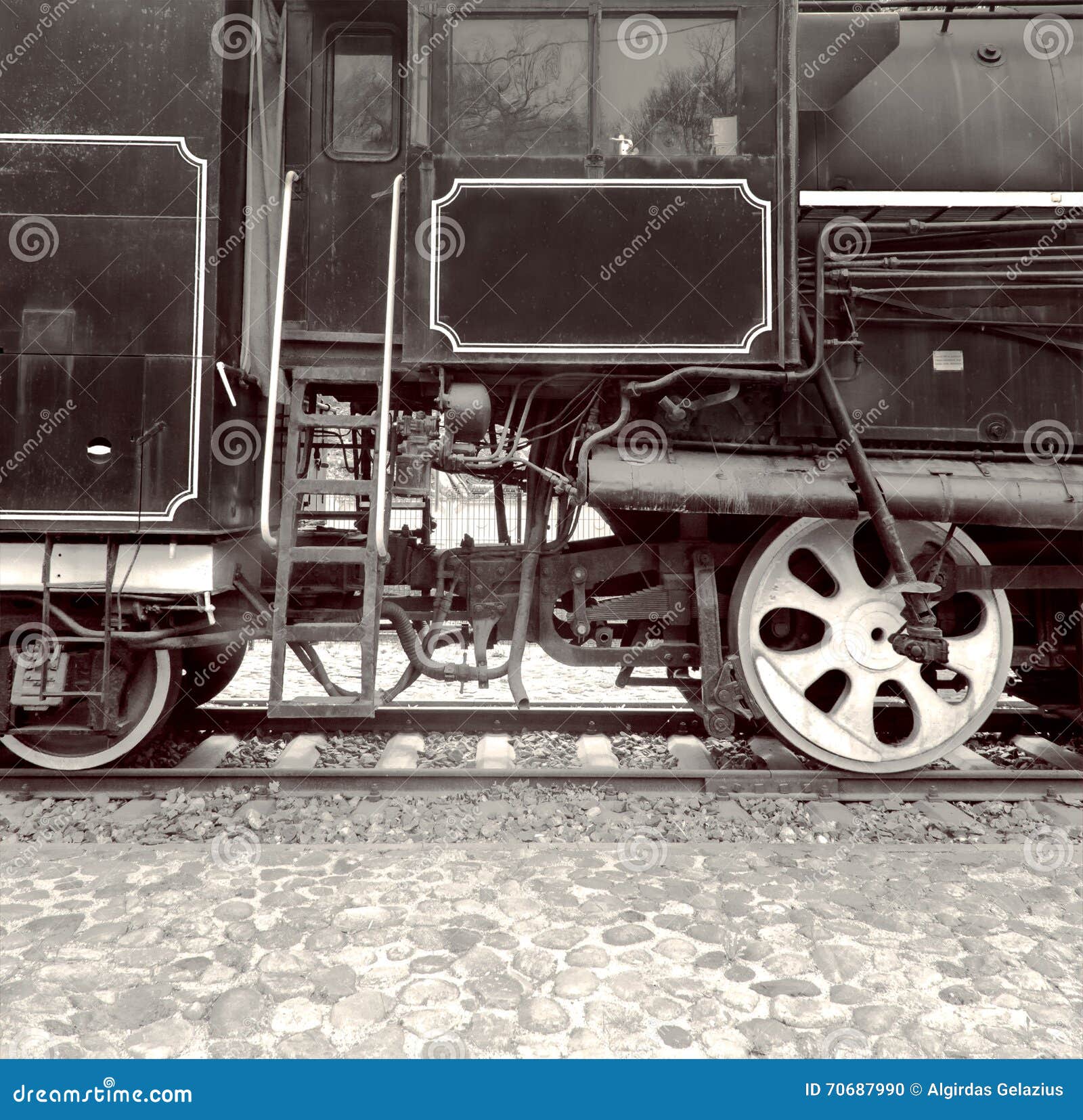 Two Train Wheels and Locomotive Driver S Cab Stock Photo - Image of ...