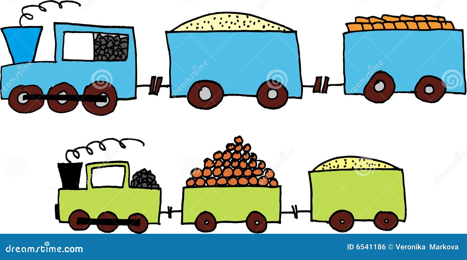 Two trains stock vector. Illustration of engine, colorful - 6541186