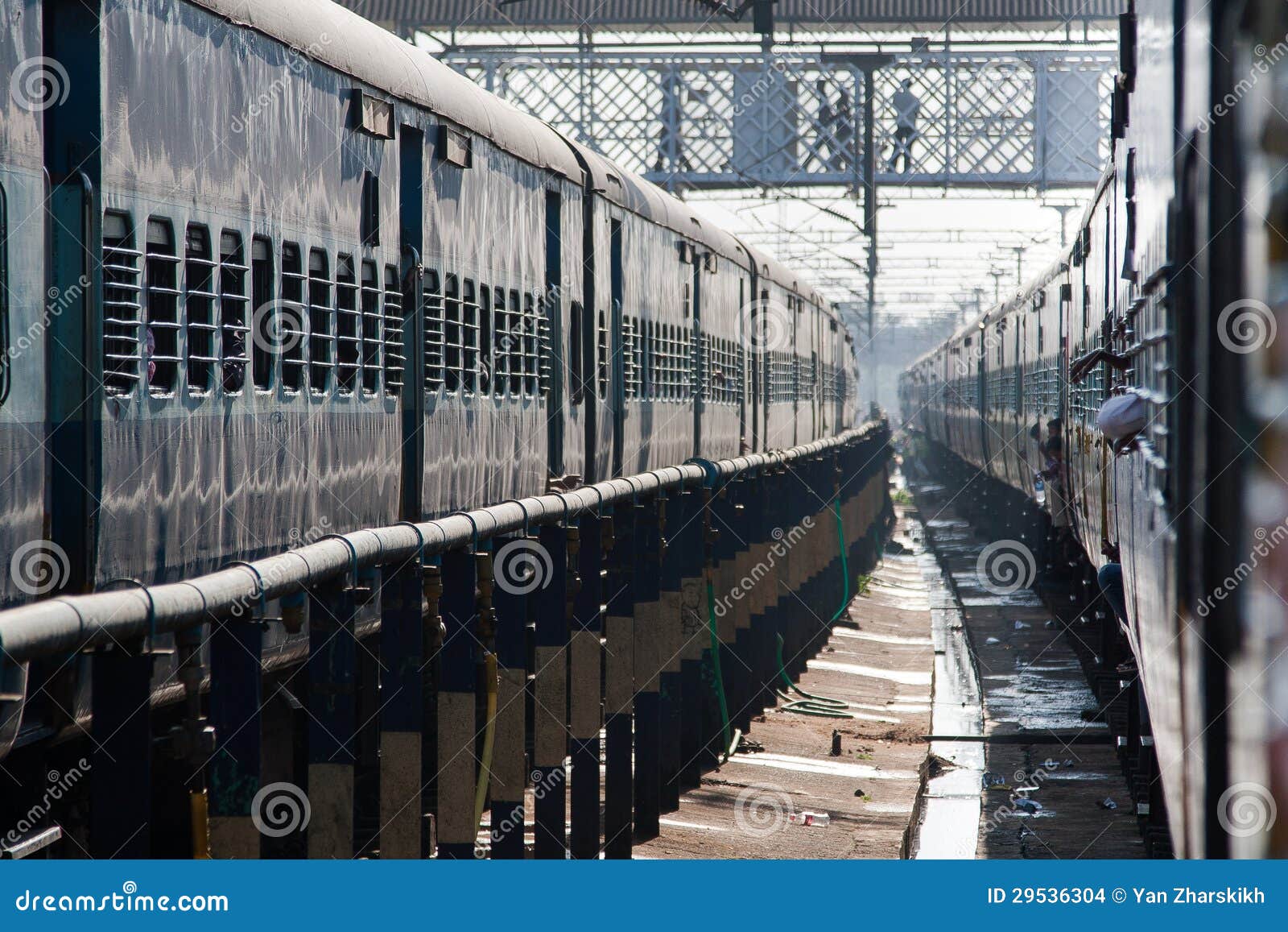 Two Trains at the Railway Station Editorial Stock Image - Image of ...