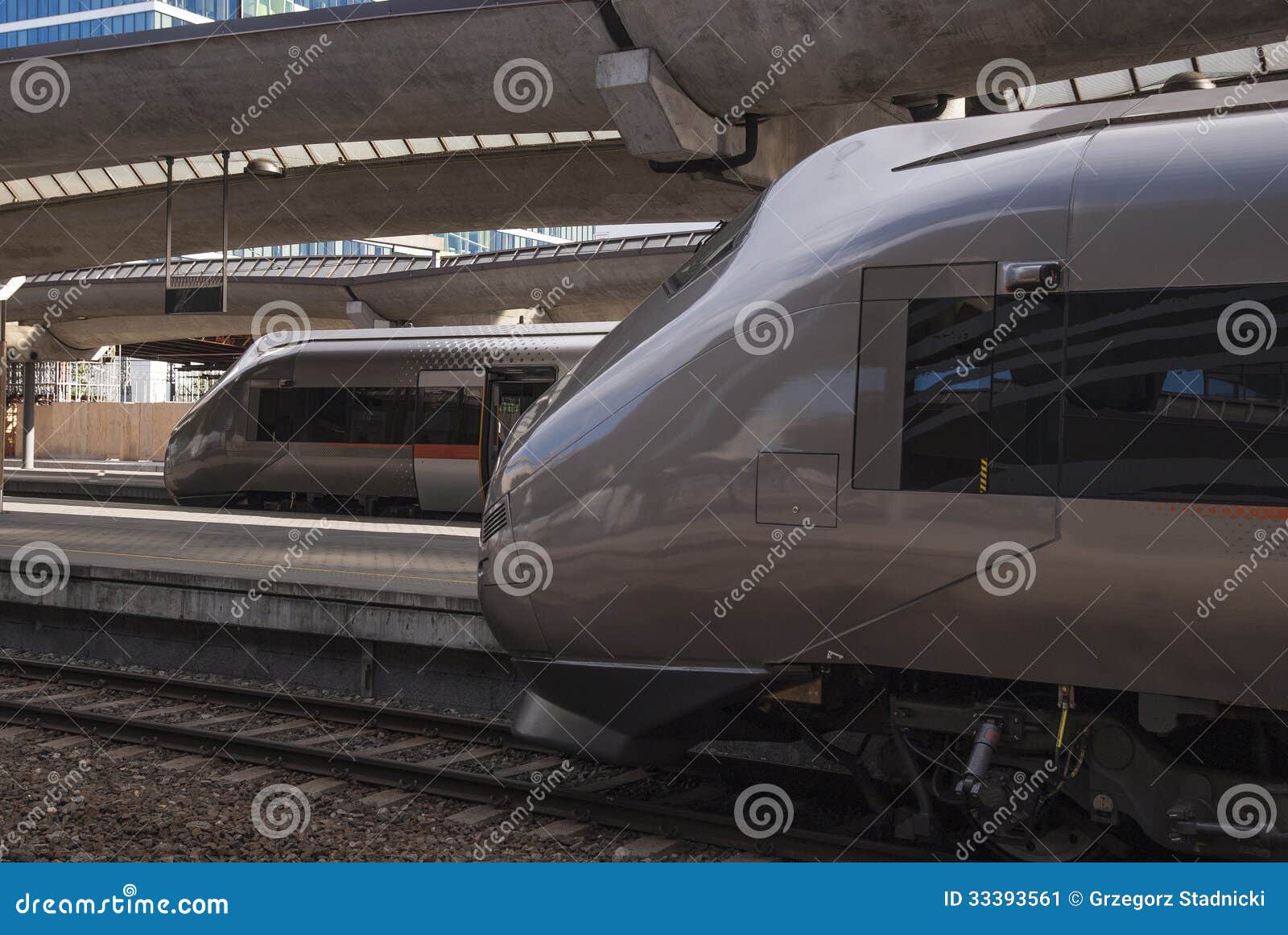 Two Trains at the station stock image. Image of track - 33393561