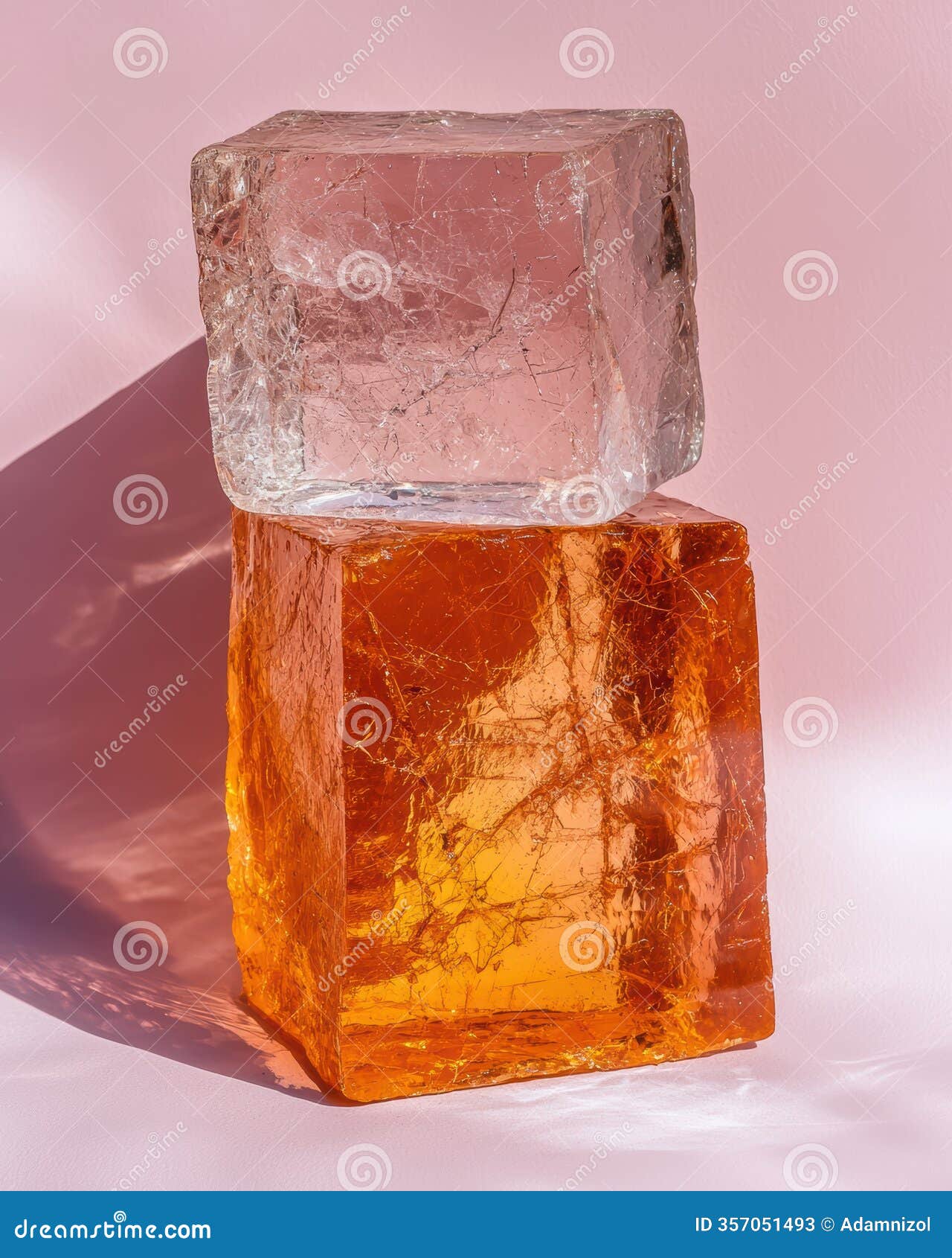 Two Translucent Blocks Stacked on a Pink Background Stock Illustration ...