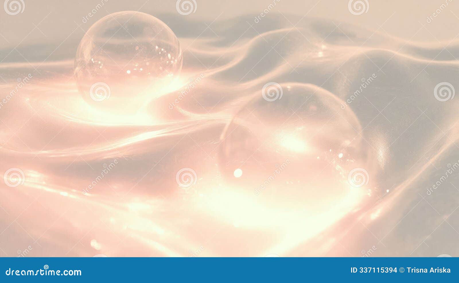 Two Translucent Bubbles on a Soft, Illuminated Surface with a Gentle ...