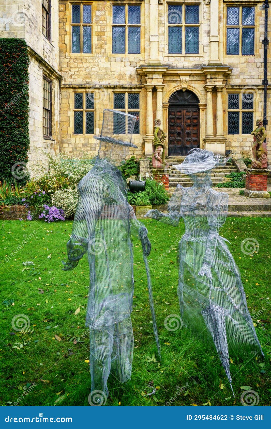 Two Translucent Wire Mesh Edwardian Style Ghost Sculptures. Editorial ...