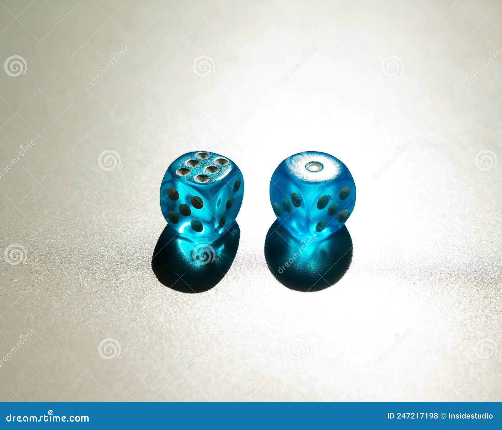 Two Transparent Blue Dice on a White Table. Stock Photo - Image of ...