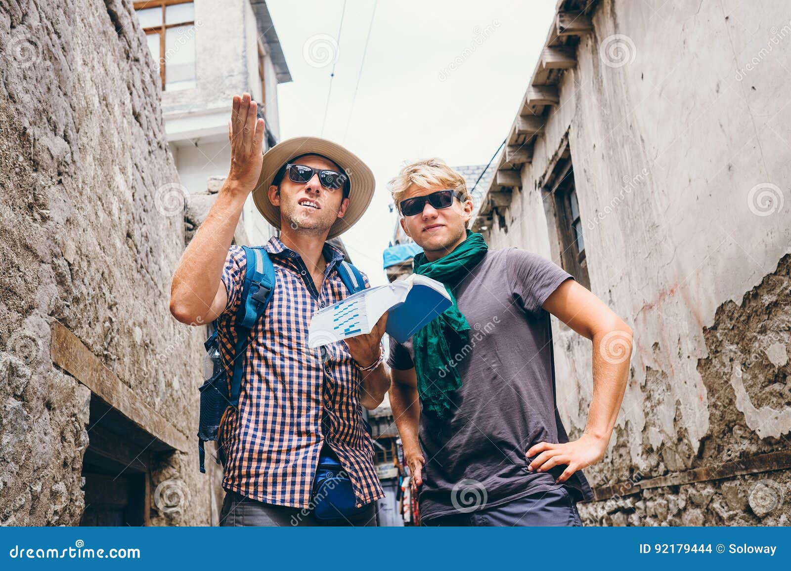 Two Travelers Lost in Endless Asian Streets Labyrinth Stock Photo ...