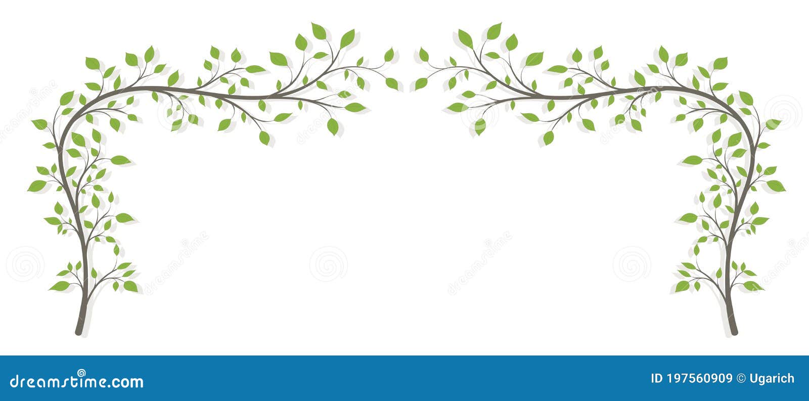 Two Tree Branches in the Shape of an Arch with Green Leaves and a ...