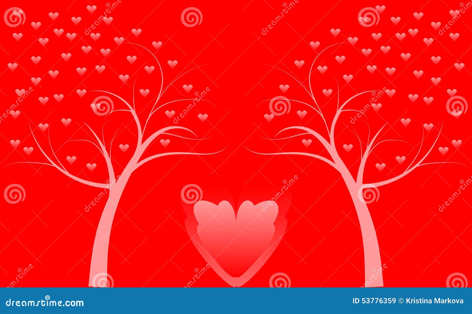 Two tree with hearts stock vector. Illustration of nature - 53776359