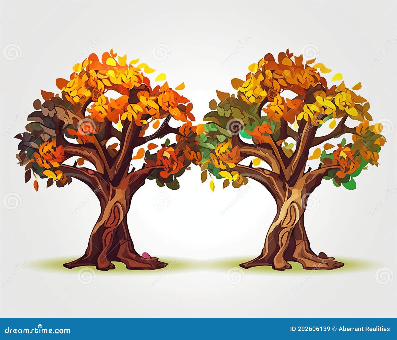 Two Trees with Different Colors on Them Stock Illustration ...