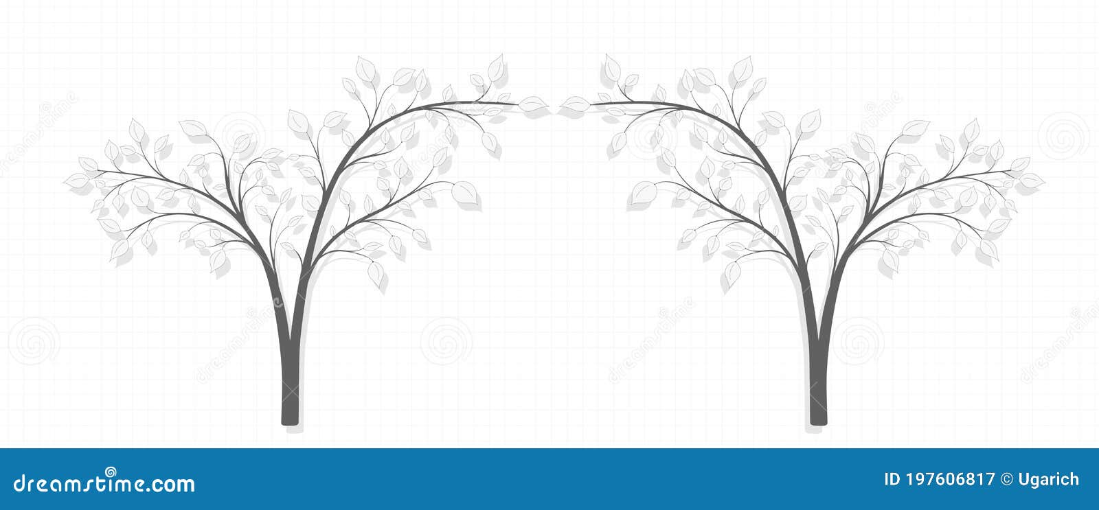 Two Trees with Leaves in Gray in the Form of an Arch Stock Vector ...
