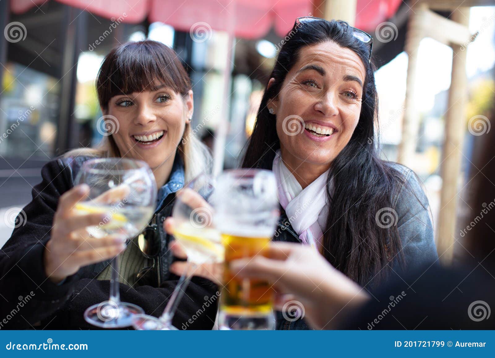 Two Trendy Cool Friends Drink Cocktails Stock Image - Image of denim ...