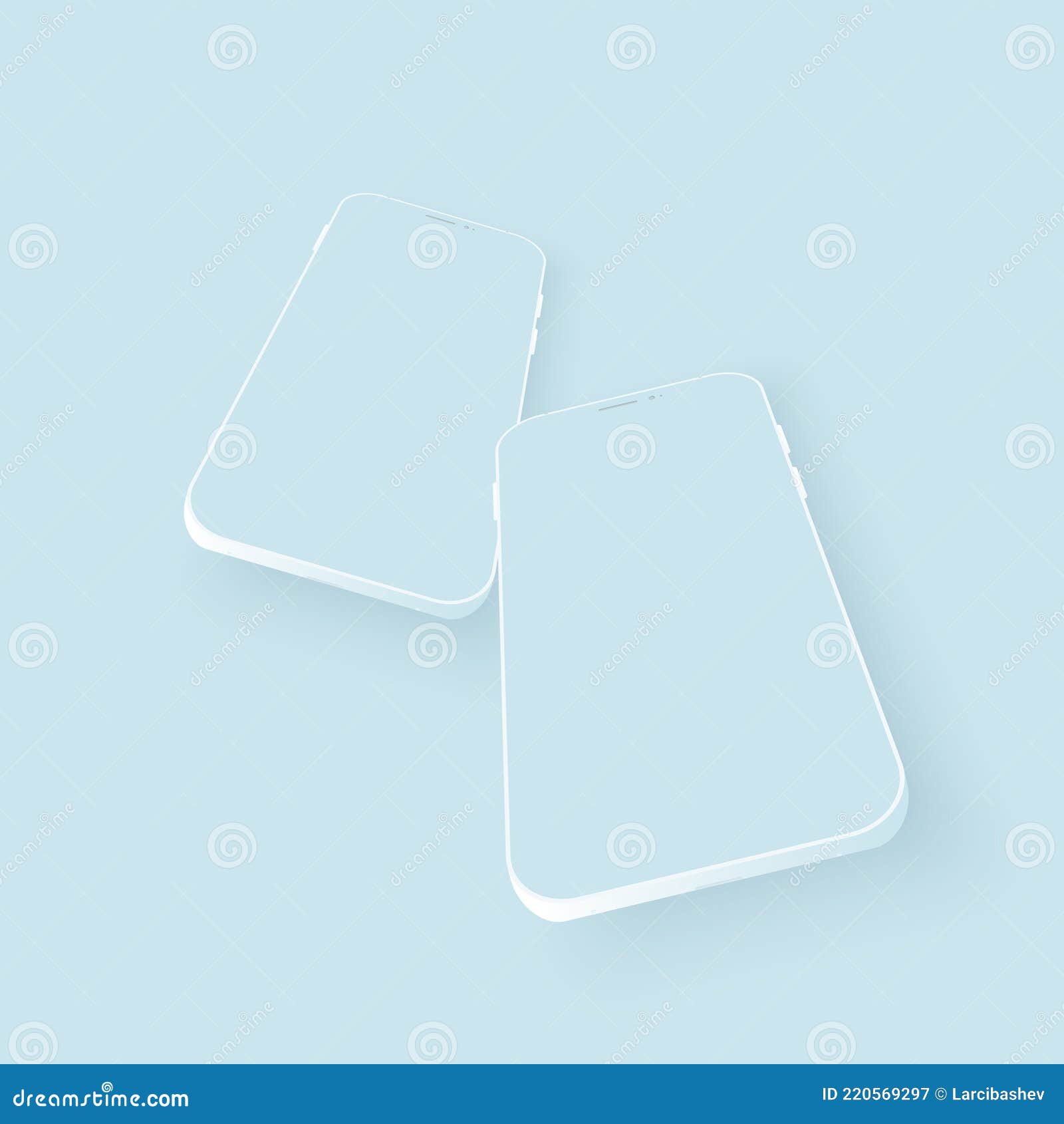 Two Trendy Mobile Phone Template With Blank Screen For Design App Or ...