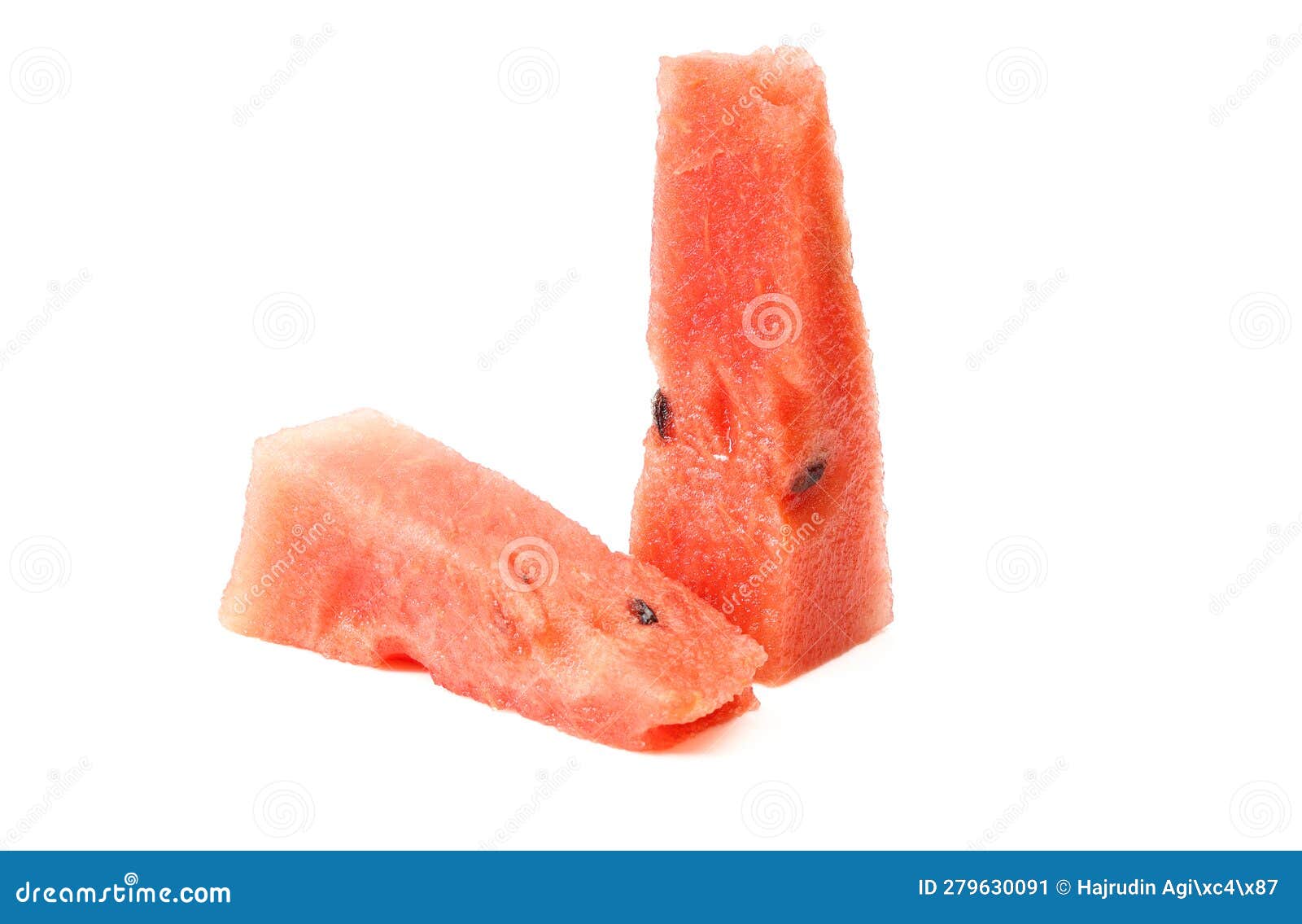 Two Triangle Shaped Watermelon Pieces with Seeds Isolated on White ...